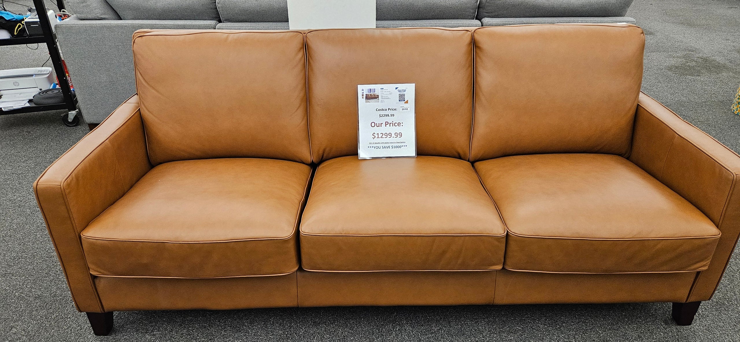 West Park Leather Sofa Brown CapCityOutlet